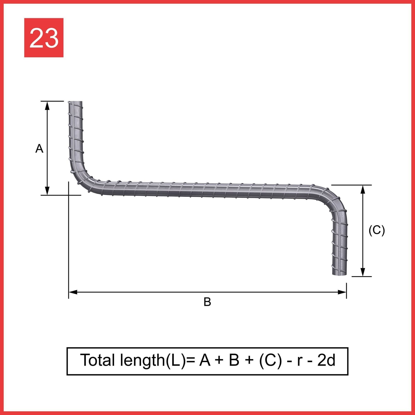 Custom Cut & Bent Rebar - Shape Code 23