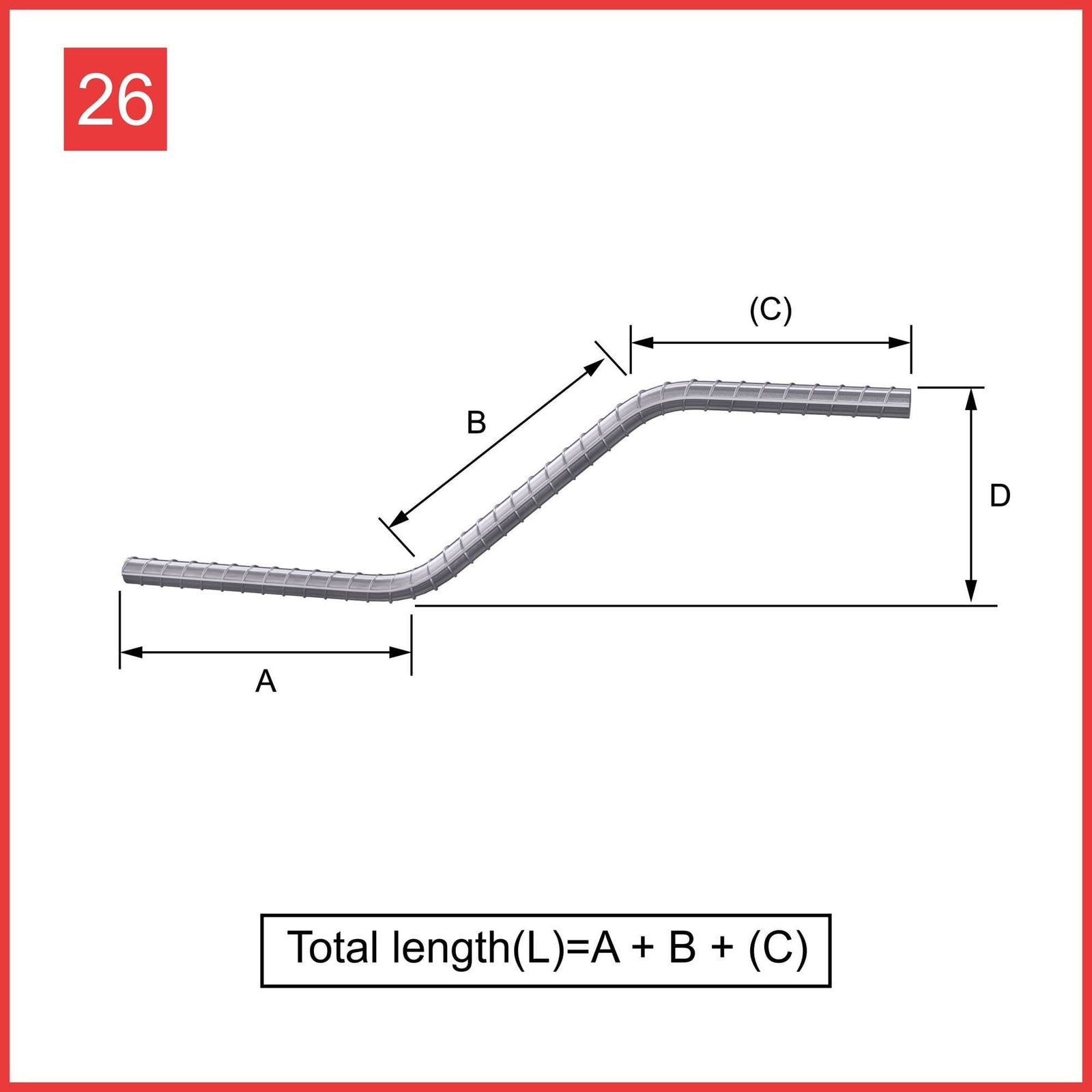 Custom Cut & Bent Rebar - Shape Code 26 | Next Day Steel Ltd