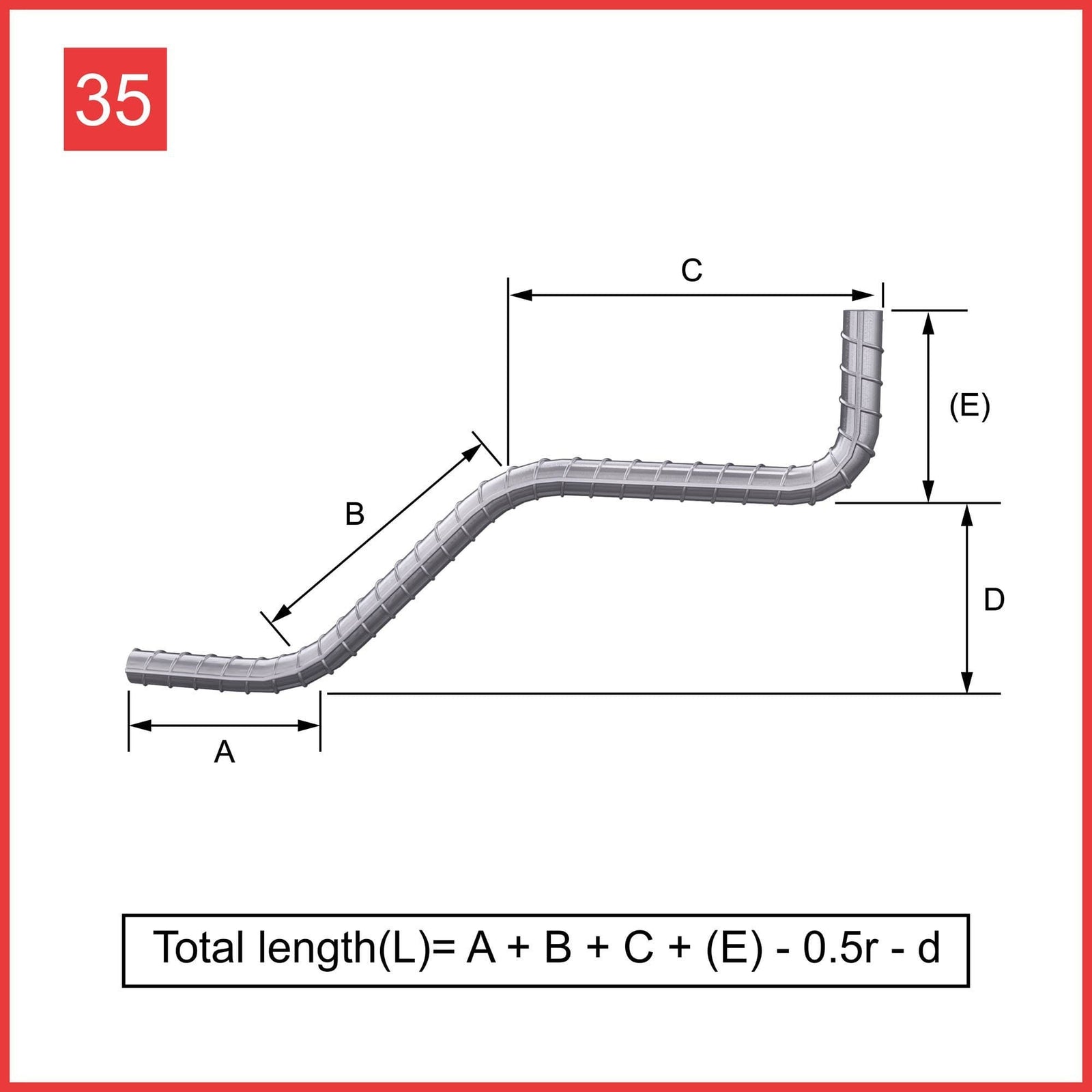 Custom Cut & Bent Rebar - Shape Code 35