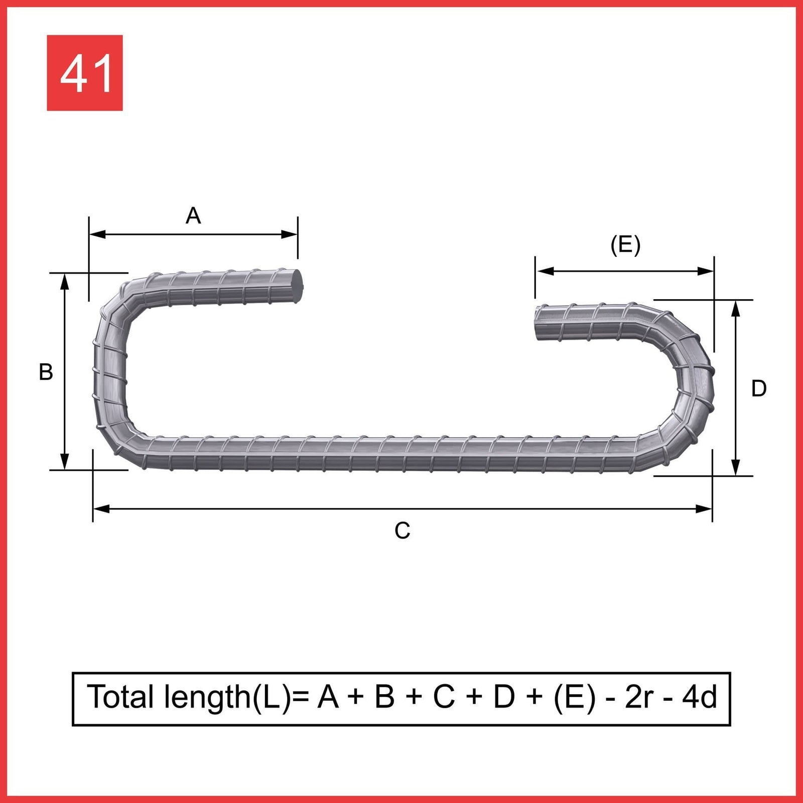 Custom Cut And Bent Rebar Shape Code 41